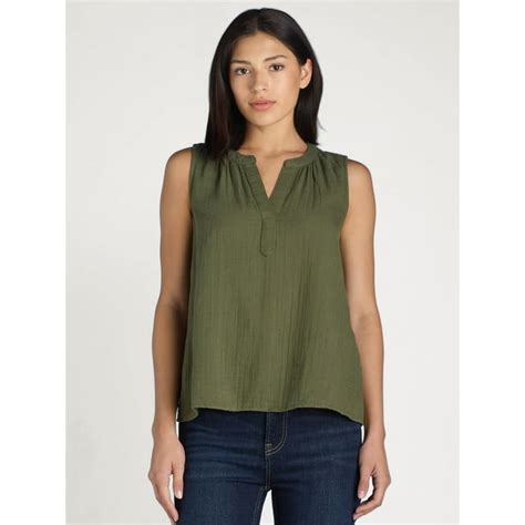 Time And Tru Womens Cotton Sleeveless Blouse Sizes Xs Xxxl
