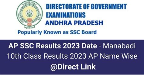 Ap Ssc Results 2023 Out Manabadi 10th Class Results 2023 Ap Name Wise