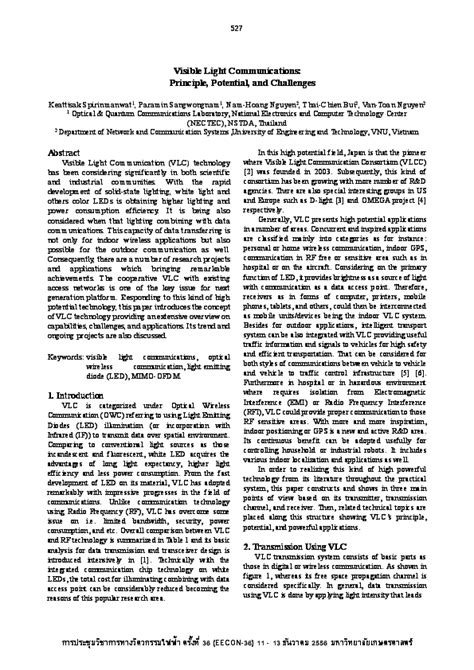 Pdf Visible Light Communications Principle Potential And Challenges
