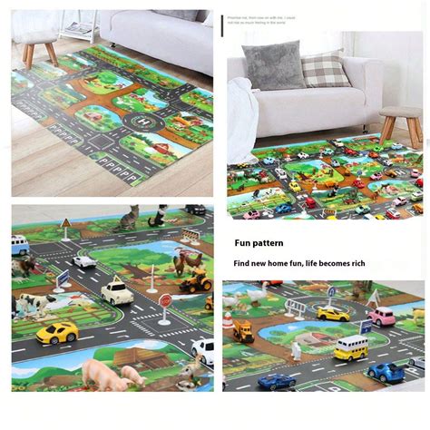 מפת סצנת משחק שמח בחווה תנועה מגרש חניה מפת סצינה משחק מחצלת עמיד למים