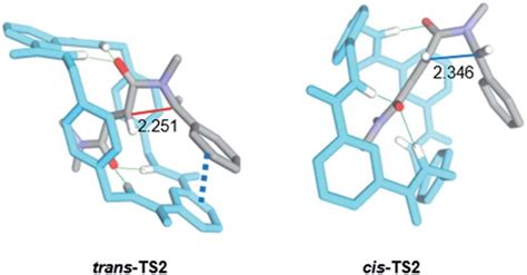 Computed Transition Structures Trans Ts2 And Cis Ts2 Distances Shown