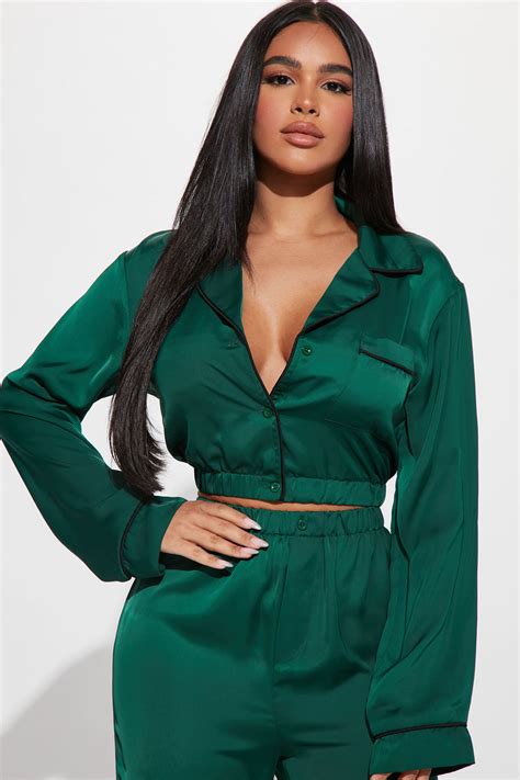 Sabrina Satin Pant Set Green Fashion Nova Matching Sets Fashion Nova