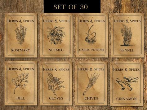 Set Of 30 Primitive Spice Jar Labels Primitive Pantry Labels Country
