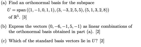 Solved A Find An Orthonormal Basis For The Chegg