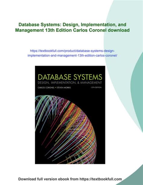 Database Systems Design Implementation And Management 13th Edition Carlos Coronel Pdf