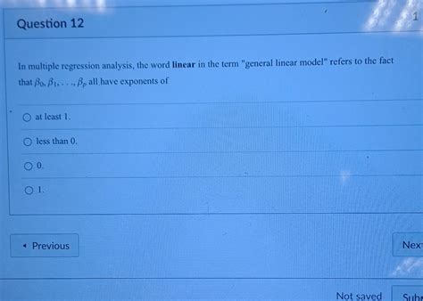 Solved In Multiple Regression Analysis The Word Linear In