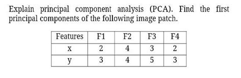 Solved Explain Principal Component Analysis Pca Find The
