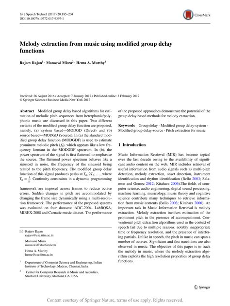 Melody Extraction From Music Using Modified Group Delay Functions