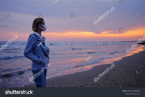Traveling Woman Medial Mask Enjoying Wonderful Stock Photo 2220896785