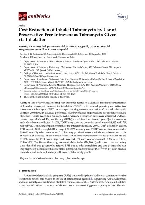 Pdf Cost Reduction Of Inhaled Tobramycin By Use Of Preservative Free
