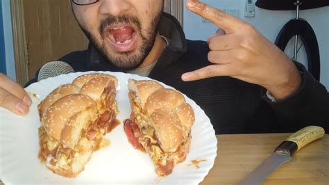 Asmr Eating Chicken Zinger Burger Yummy Delicious Burger Super Asmr