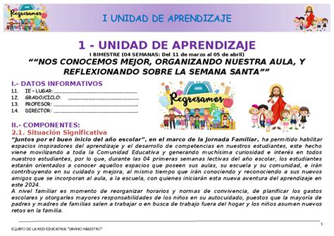 1 Unidad De Aprendizaje N° 001 1 Unidad De Aprendizaje I Bimestre