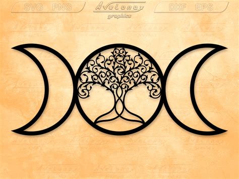 Triple Moon Tree Of Life Cut File Triple Goddess Tree Of Life Etsy Canada