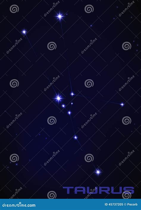Taurus Constellation On A Purple Background Schematic Representation
