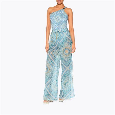 Resort Trousers Blue Paisley Printed Trousers By Kurt Geiger London