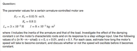 Solved Question The Parameter Values For A Certain Chegg