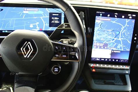 Interior Steering Wheel And Touch Screen Display Of Modern Swedish