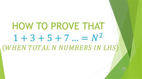 THE SUM OF FIRST N ODD NATURAL NUMBERS IS N² YouTube