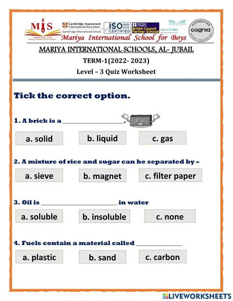 2467150 Level 3 Science Quiz Worksheet Shahanarauf