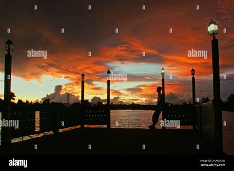 Sunset At Keraton Sambas Sambas River West Kalimantan Indonesia