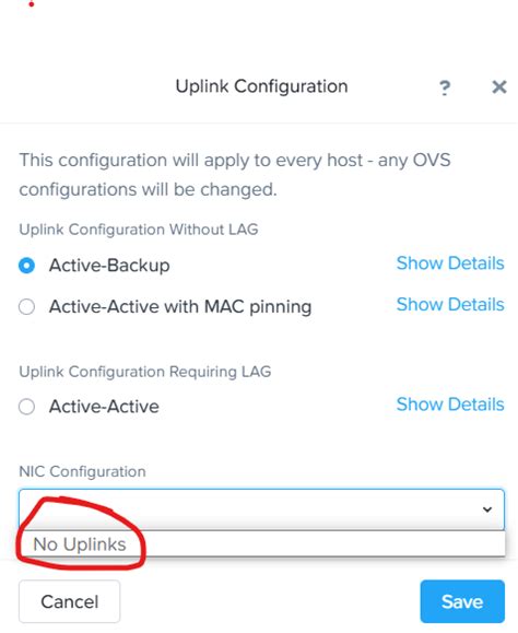 Nic Configuration No Uplinks Nutanix Community