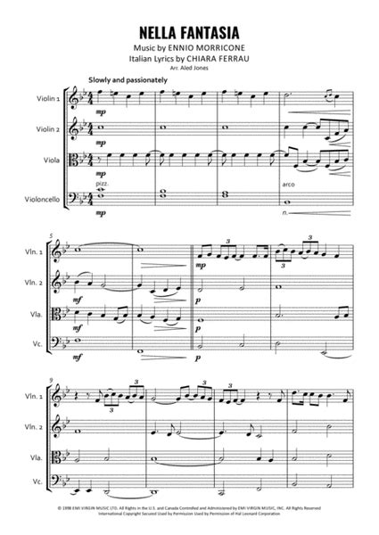 Nella Fantasia By Il Divo String Quartet Digital Sheet Music