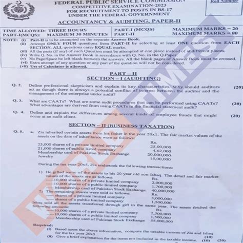 CSS Accountancy And Auditing Paper II 2023 Legalversity