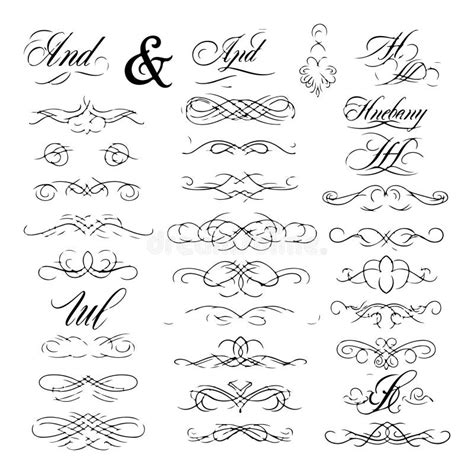 Elegant Calligraphy Swirls And Flourishes In Monochrome Stock Vector