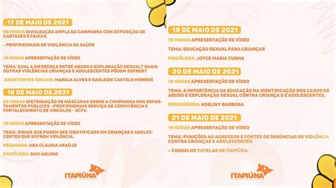 Setas De Itapiúna Divulga Programação Da Semana De Combate Ao Abuso E A