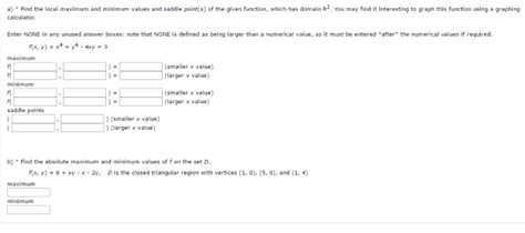 Solved A Find The Local Maximum And Minimum Values And Chegg