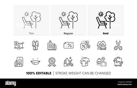 Add Handbag Baggage And Discount Medal Line Icons For Web App