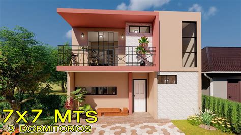 Plano De Casa Economica Con 3 Dormitorios