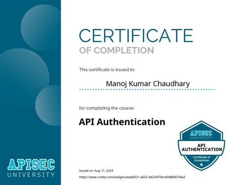 Manoj Kumar Chaudhary On Linkedin New Course Completed Api Authentication Thanks For Course