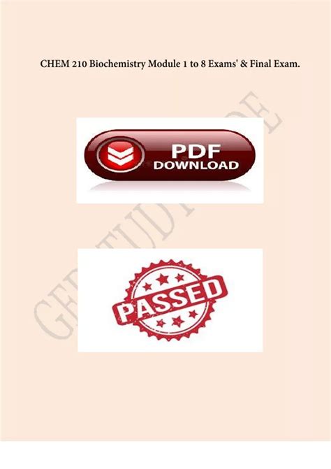 Chem 210 Biochemistry Module 1 To 8 Exams And Final Exam 2025 2026