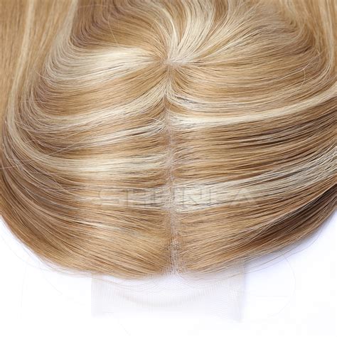 Ladies Silk Skin Topper With Mix Blonde Color Shunfa Hair Replacement