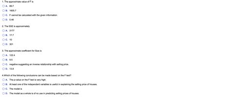 Solved The Regression Output Is Provided Below Some Of The Chegg
