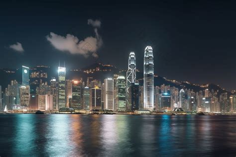 香港维多利亚港夜景图片 包图网