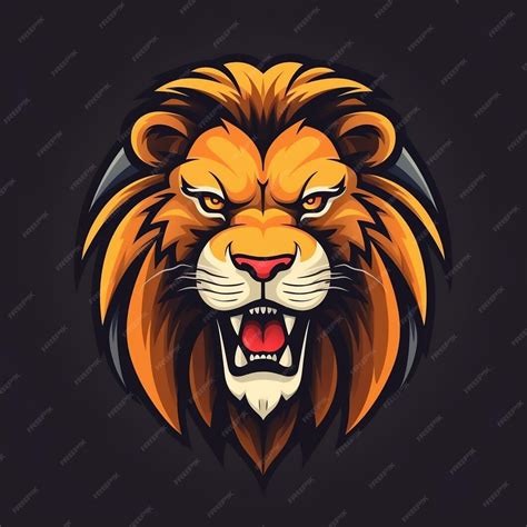 Premium Ai Image Lion Face Mascot Flat Vector Illustration