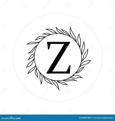 Letter Z Initials With Round Floral Frames Vector Monogram Logo Cricut File Stock Vector