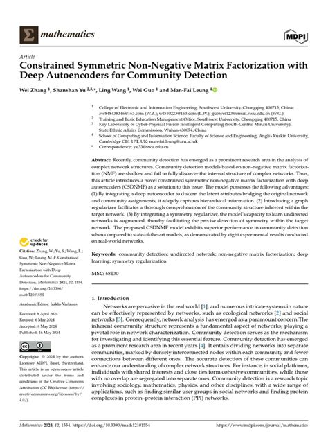 Constrained Symmetric Non Negative Matrix Factoriz Pdf Matrix Mathematics Linear Algebra