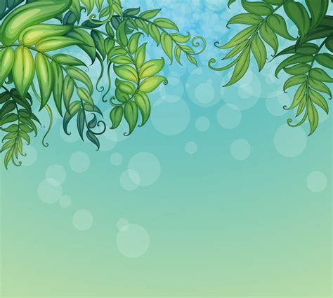 青い背景に緑の葉の植物 無料ベクトル素材