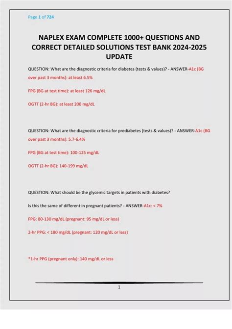 Naplex Exam Complete 1000 Questions And Correct Detailed Solutions Test Bank Update Naplex