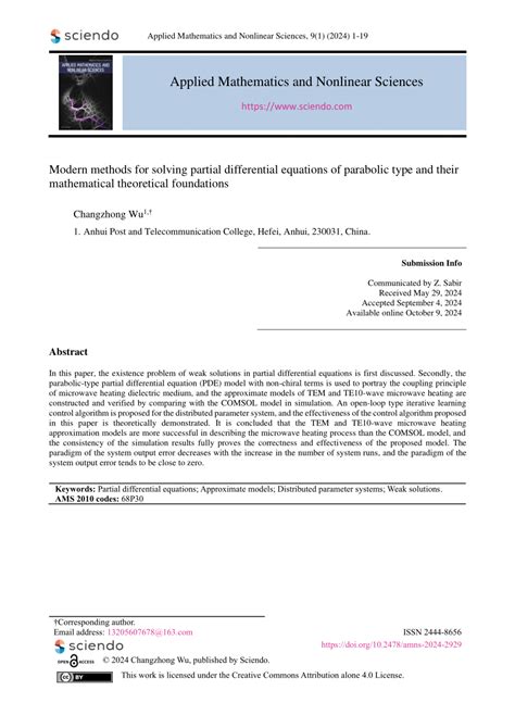 Pdf Modern Methods For Solving Partial Differential Equations Of