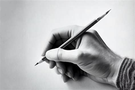 Premium AI Image Hand Holding A Pencil Writing Generative Ai
