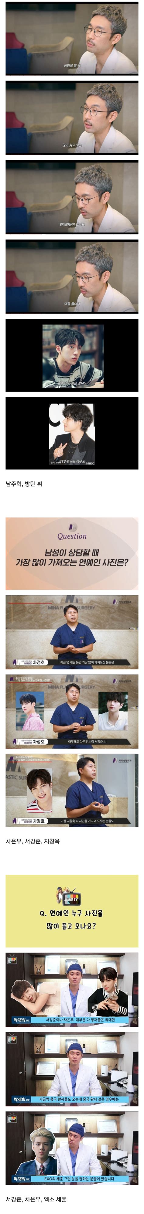 [정리글] 남성들이 최근 2 3년간 성형외과에 많이 가져오는 남자연예인 사진 병원 20개 기준 인스티즈 Instiz 연예 카테고리