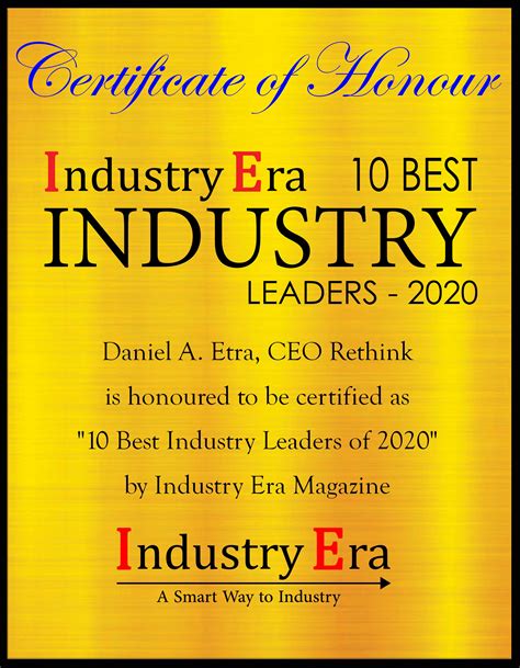 Daniel Etra Ceo Of Rethink Best Industry Leaders Of 2020 Industry Era