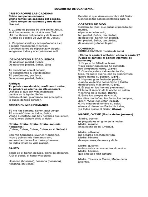 Eucaristia De Cuaresma Fiesta Santo Cristo Pdf Cristo Título