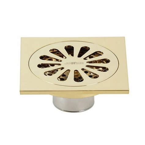 Kingston Brass 4 In Watercourse Sunburst Square Grid Shower Drain Polished Brass
