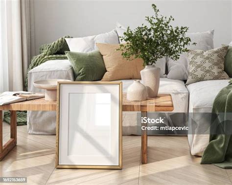 프레임 모형 단일 수직 Iso A 반사 유리 거실 벽에 모형 포스터 인테리어 모형 아파트 배경입니다 현대적인 인테리어 디자인 3d 렌더링 0명에 대한 스톡 사진 및 기타