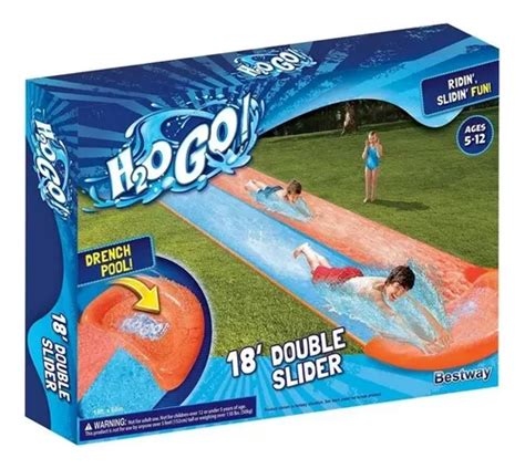 Tobogán Inflable Acuático Alberca Flotador Doble Carril 18